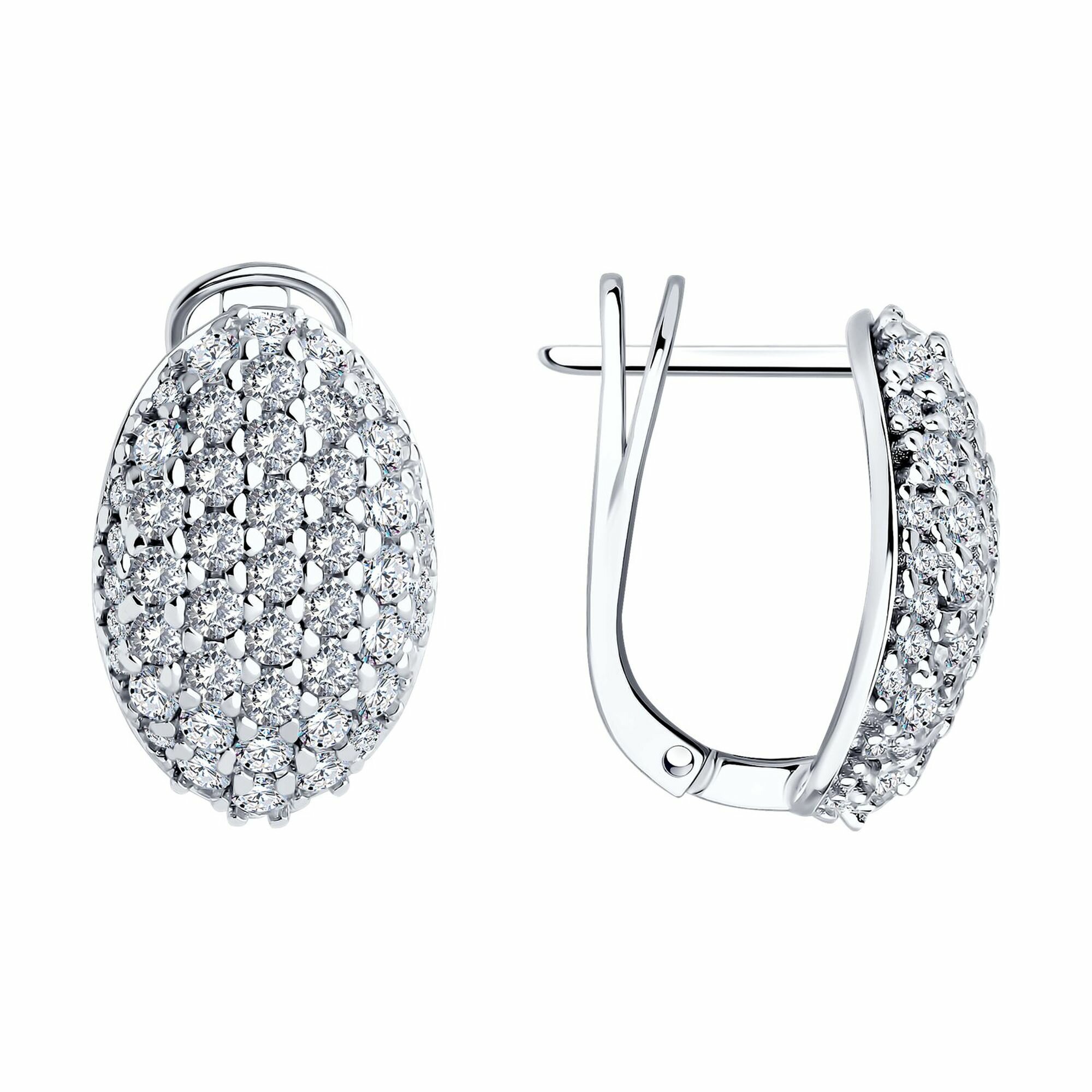 Серьги Diamant online, серебро, 925 проба, родирование, фианит