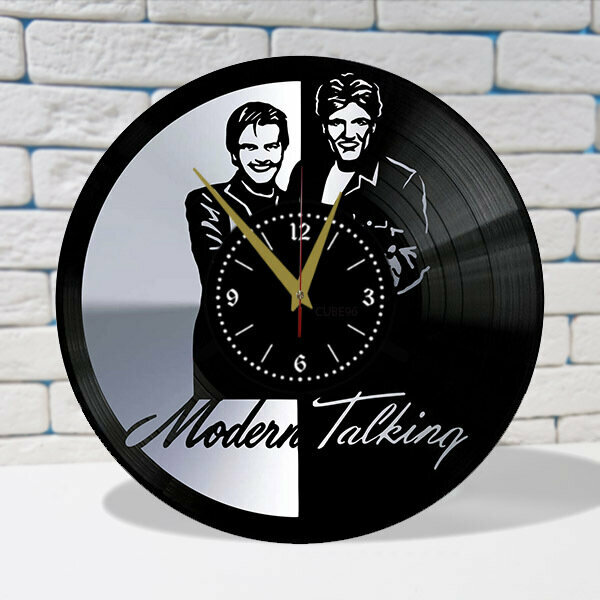 Часы из виниловой пластинки Modern Talking серебряная подложка