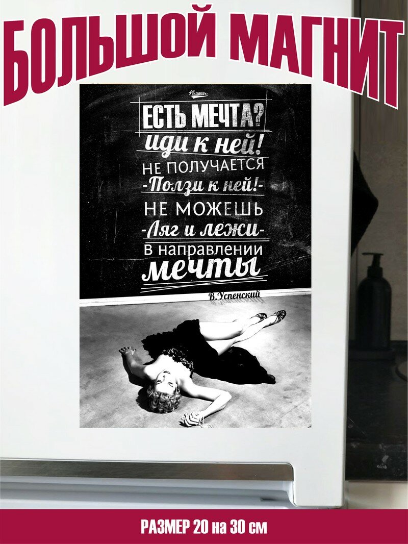 Прикольный подарок, мечта мотивация магнит гибкий на холодильник 20 на 30 см