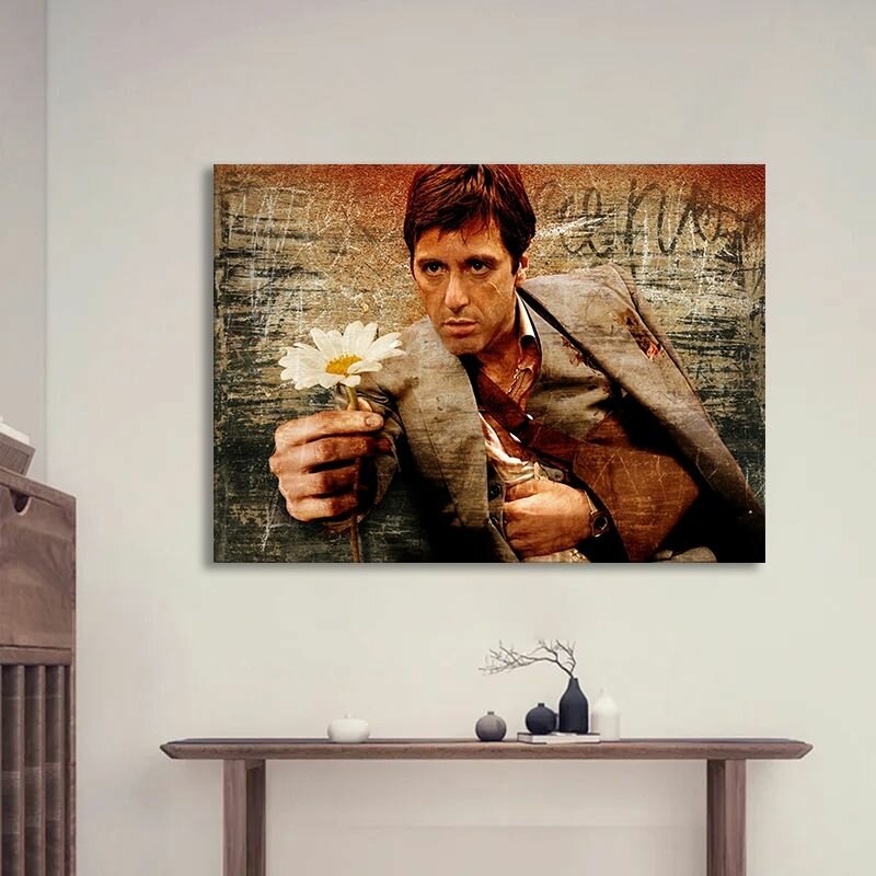 Картина "Тони Монтана. Лицо со шрамом", холст, на подрамнике, 20x30 см