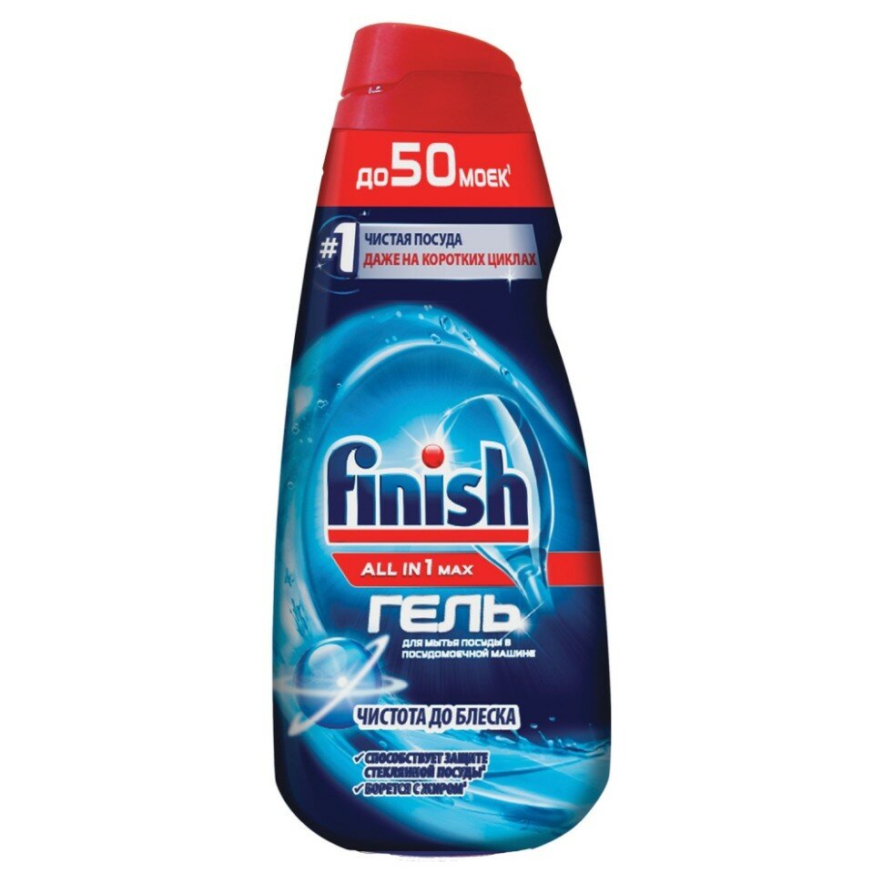 Гель для мытья посуды в посудомоечных машинах 1 л FINISH All in 1, "Shine&Protect", 3078328 (605754)
