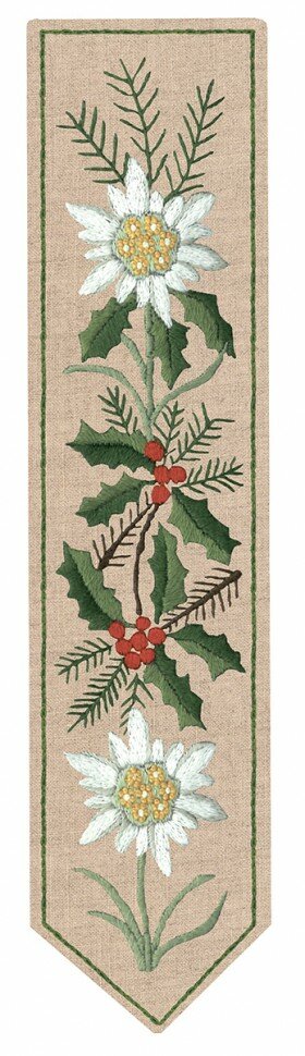 Набор для вышивания Le Bonheur des Dames #4723 Закладка "Houx Et Edelwe" (Остролист), Гладь, 4.5 х 20 см