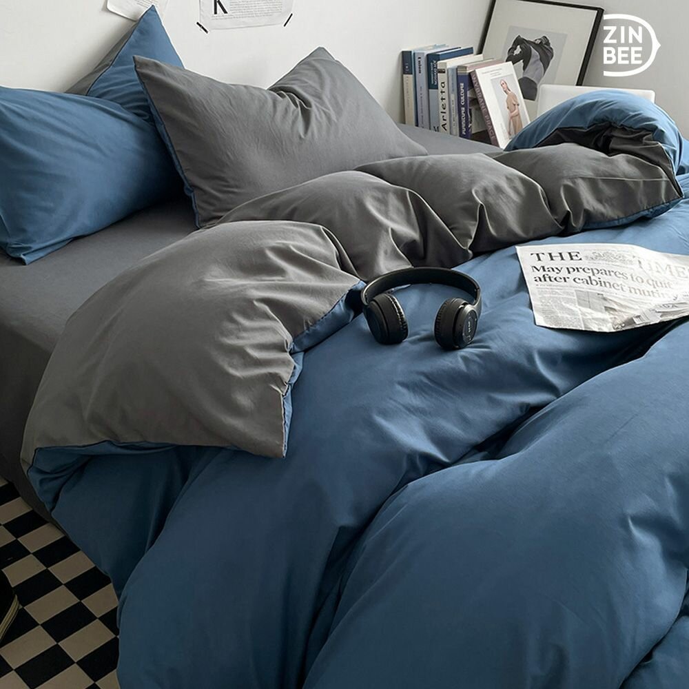 Пододеяльник А класс, стиранный хлопок Комплект из 4-х частей, пододеяльник 150*200, простыня 160x230 Чехол для подушки 48x74*1