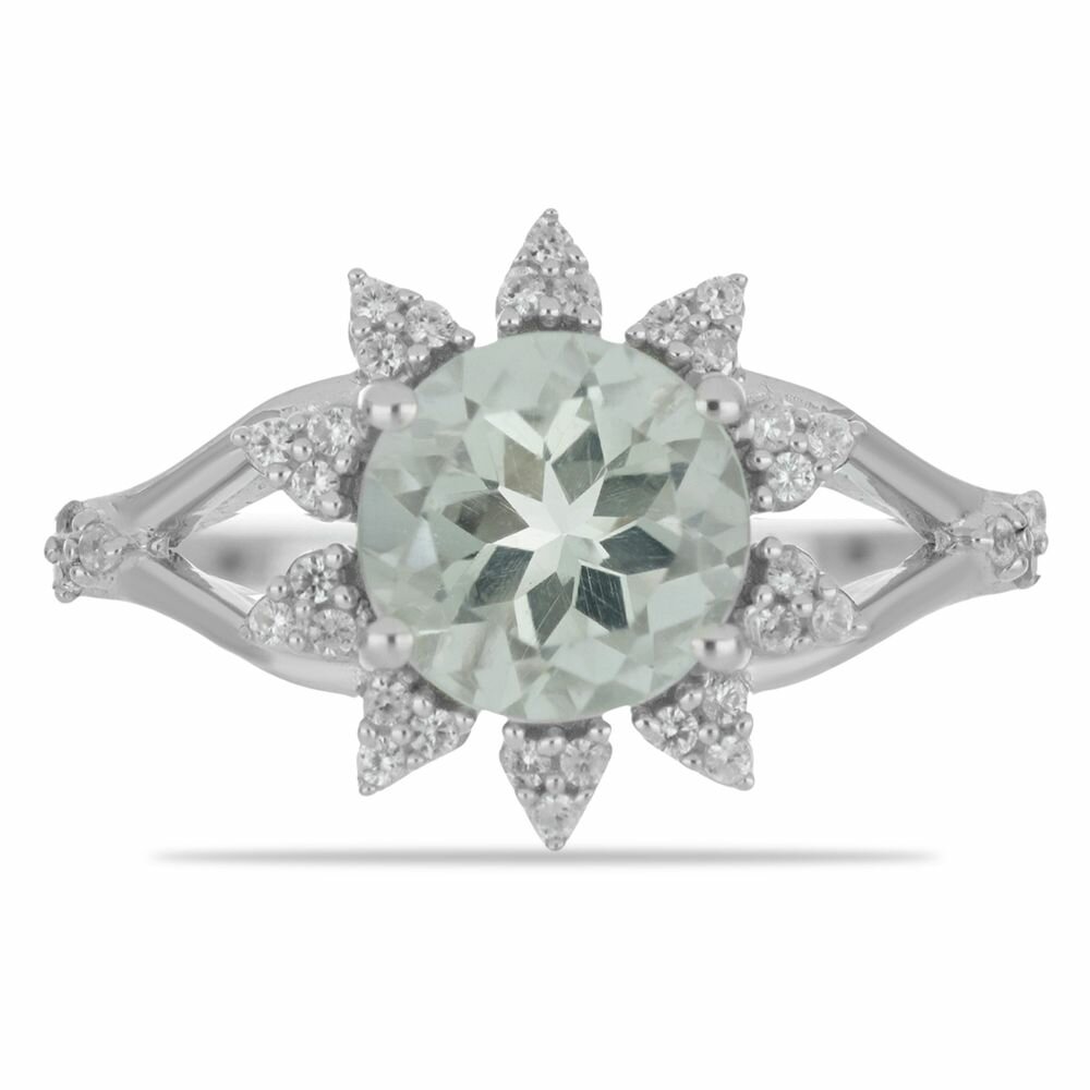 Кольцо, серебро, 925 проба, родирование, циркон, аметист