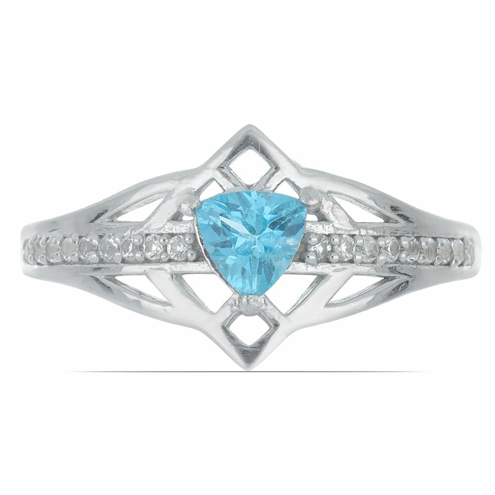 Кольцо, серебро, 925 проба, родирование, топаз