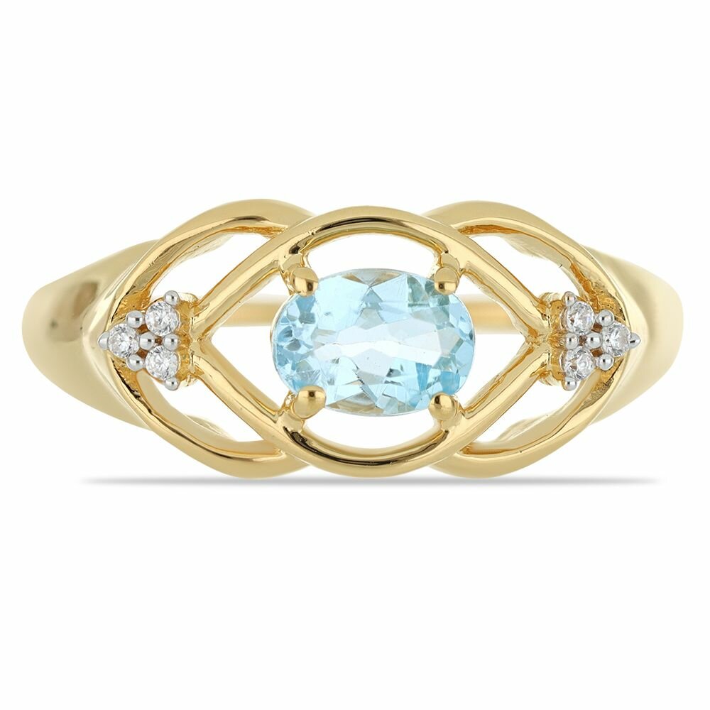 Кольцо, серебро, 925 проба, фианит, топаз