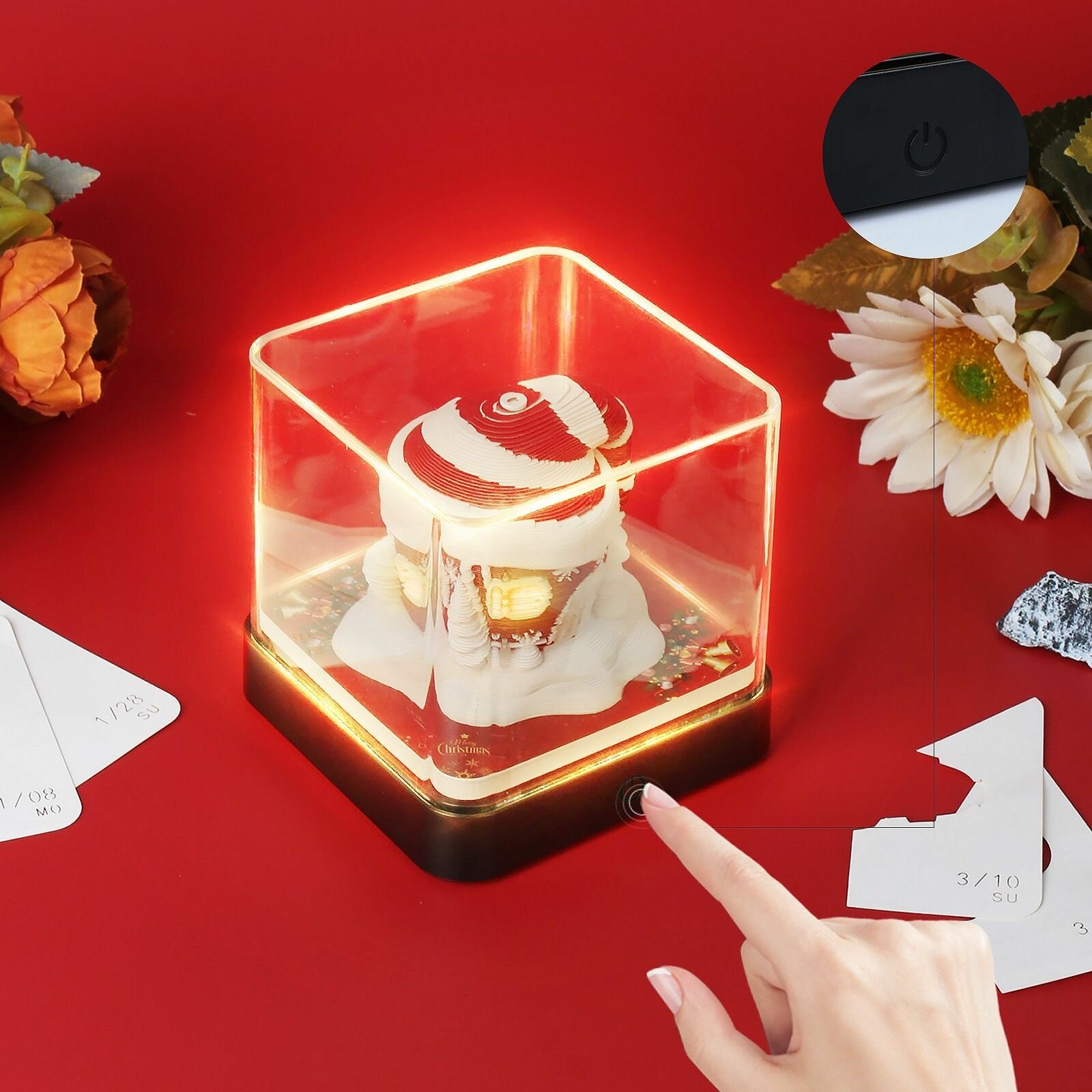 YOYO, Рождественское 3D украшение рабочего стола, рождественский креативный подарок с огнями (без календаря)