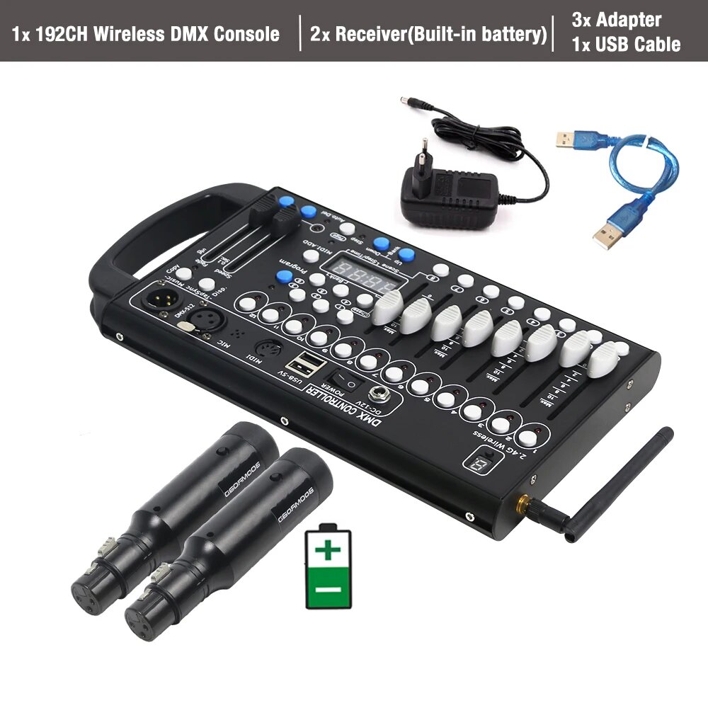 BOOMROAD Беспроводной контроллер DMX 192ch Вилка стандарта Великобритании, 1 C and 2 R
