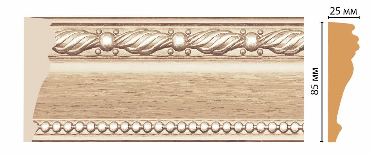 Молдинг 152-11 для стен, на потолок, декоративный плинтус, Decomaster 1 шт, 85х25х2400