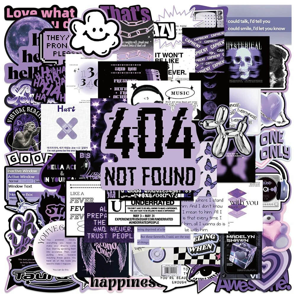 60 Pcs/pack Purple Dark Ins Korean DIY Decorative Scrapbooking Cute Cartoon Elf Label Diary Album Phone Journal Planner Stickers