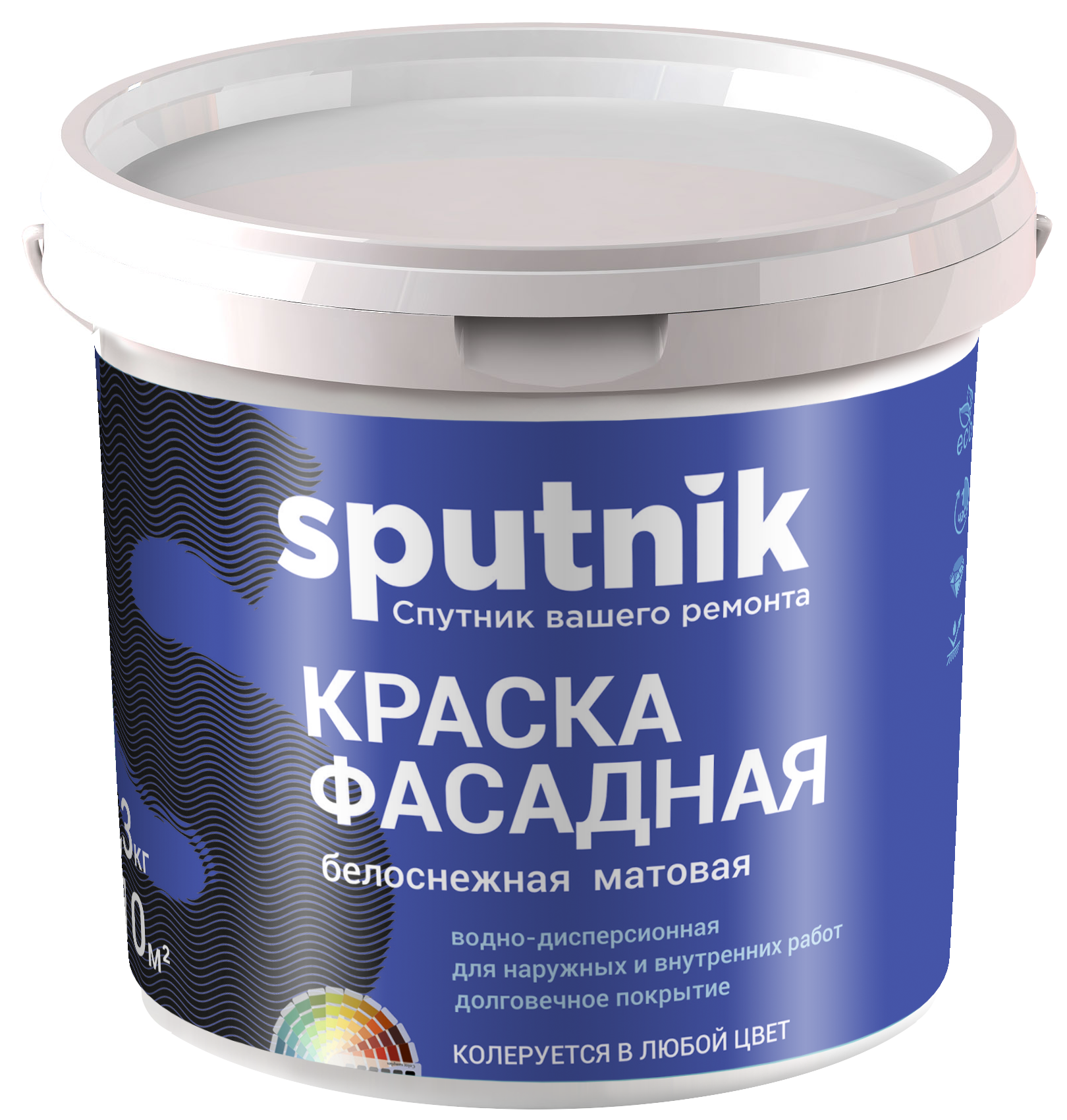 Краска фасадная акриловая без запаха - 1,3 кг.
