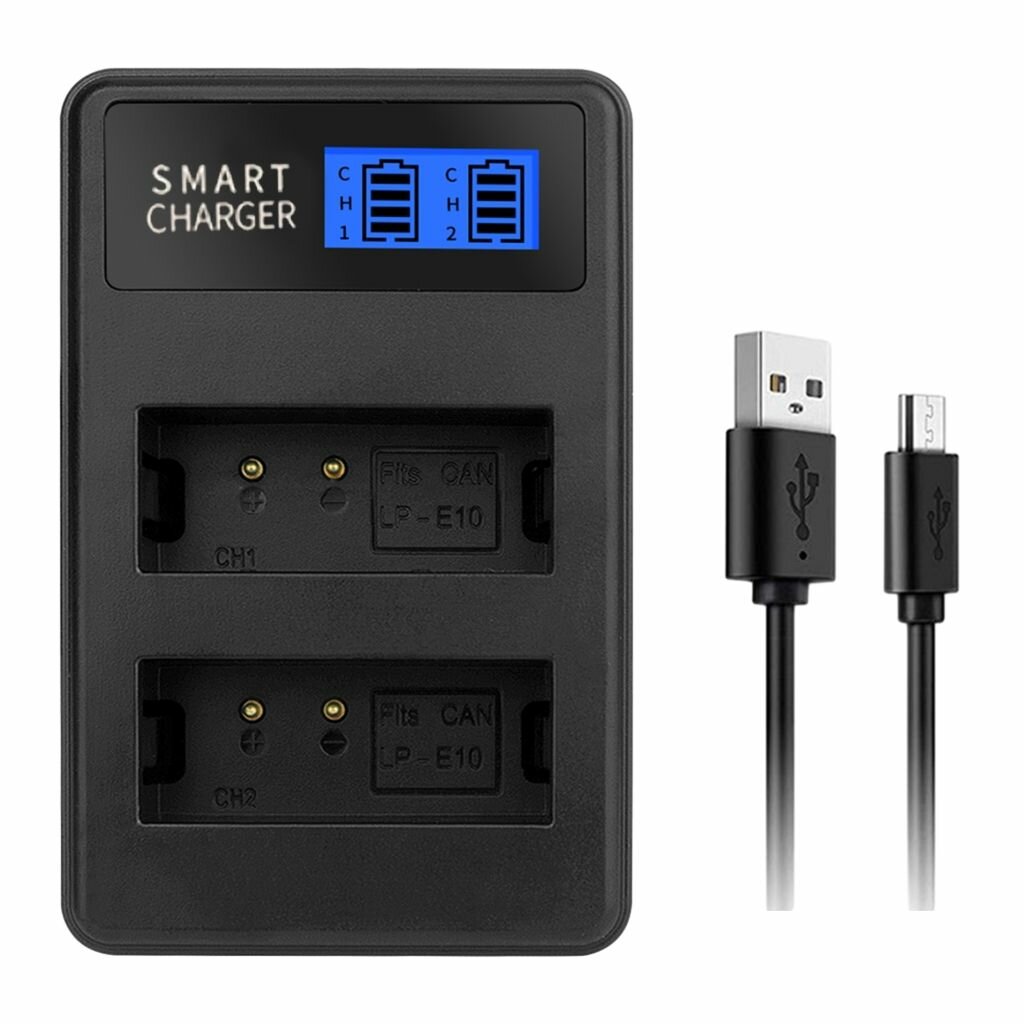 Двойное Зарядное устройство LP-E10 LP E10 LCD USB для Цифровой камеры EOS 1100D, 1200D
