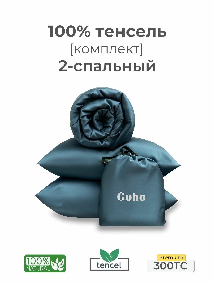 Комплект постельного белья, 2 сп, 50x70, тенсель, серо-голубой, Coho Home