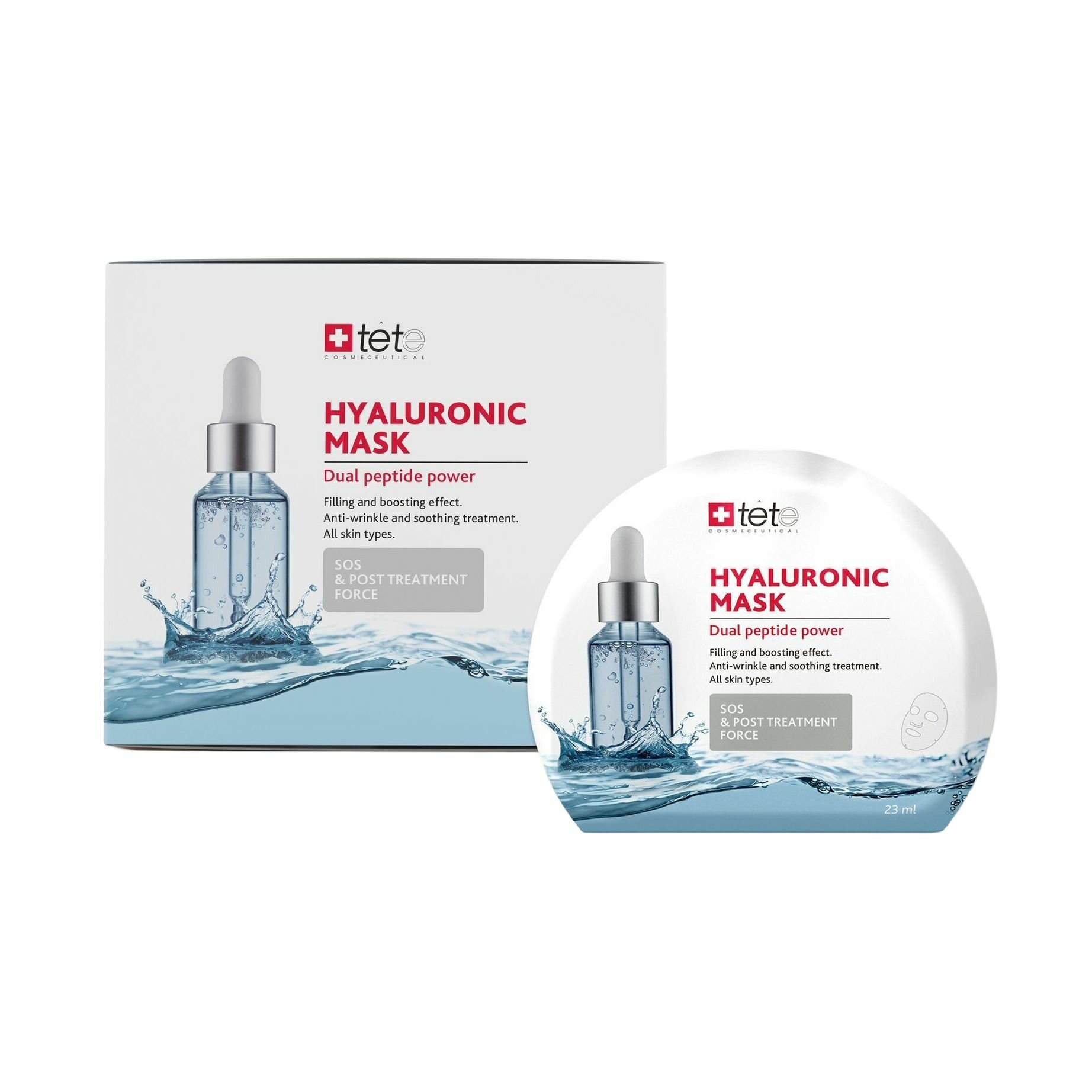 Маска постпроцедурная TETe Cosmeceutical BOX Hyaluronic Mask SOS and Post