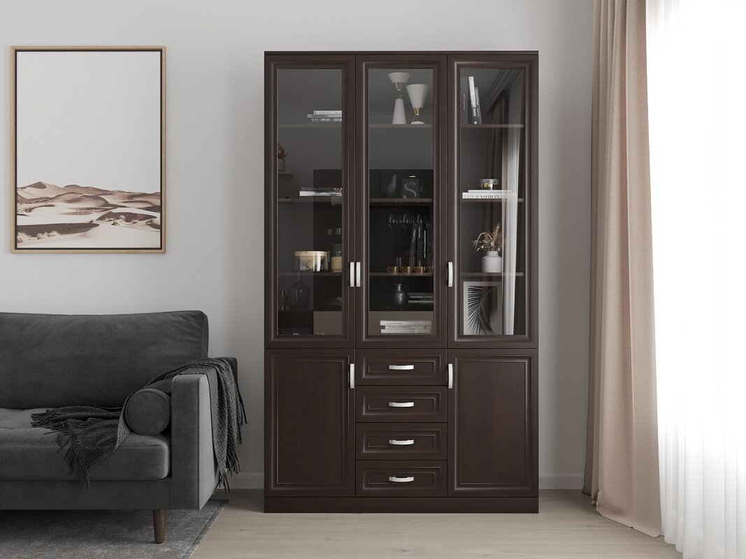 Книжный шкаф МебельЛэнд24 Библиограф - 3 №8 Венге 130x50x220