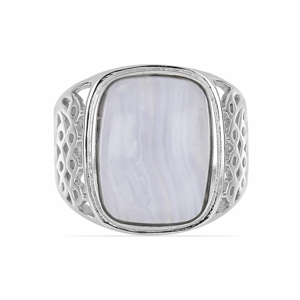 Кольцо, серебро, 925 проба, родирование, агат