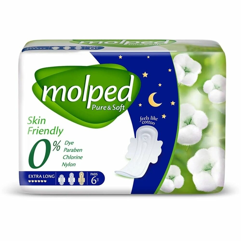 Прокладки гигиенические MOLPED "Pure & Soft", Night, 6 шт