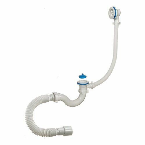 Сифон сантехнический орио для ванны плоский выпуск, с переливом и гибкой трубой, А-70089 (А-70089)