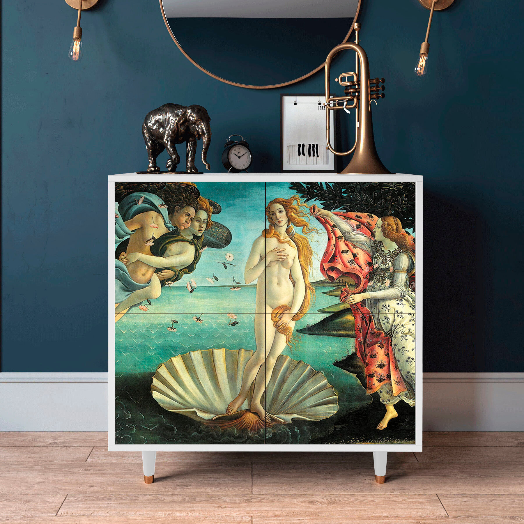 Комод - STORYZ - BS3 The Birth of Venus by Botticelli, Размер - 94 x 96 x 48 см, Цвет корпуса - Белый
