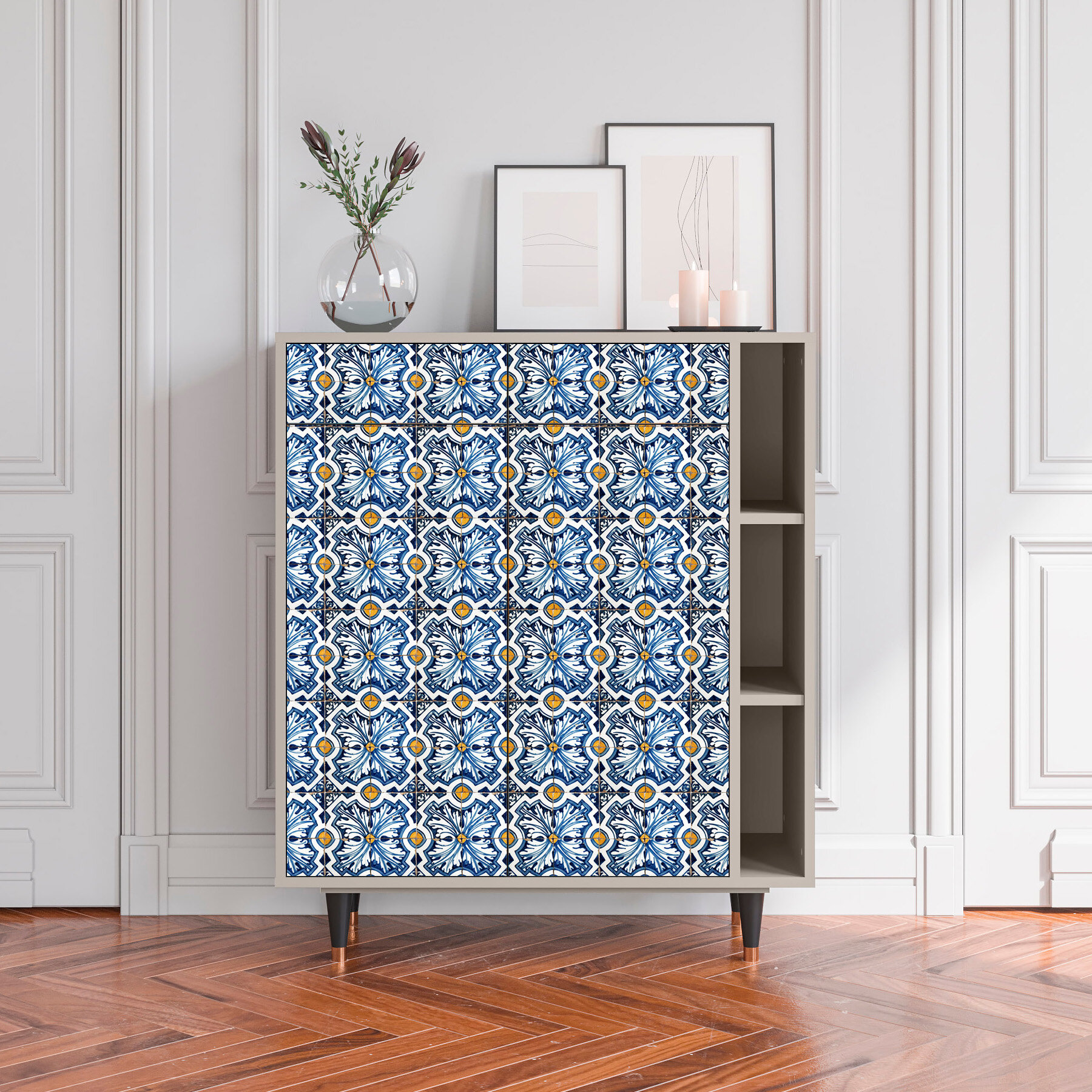 Комод - STORYZ - BS6 Lovely Cornflowers, Размер - 94 x 110 x 41 см, Цвет корпуса - , Сатин