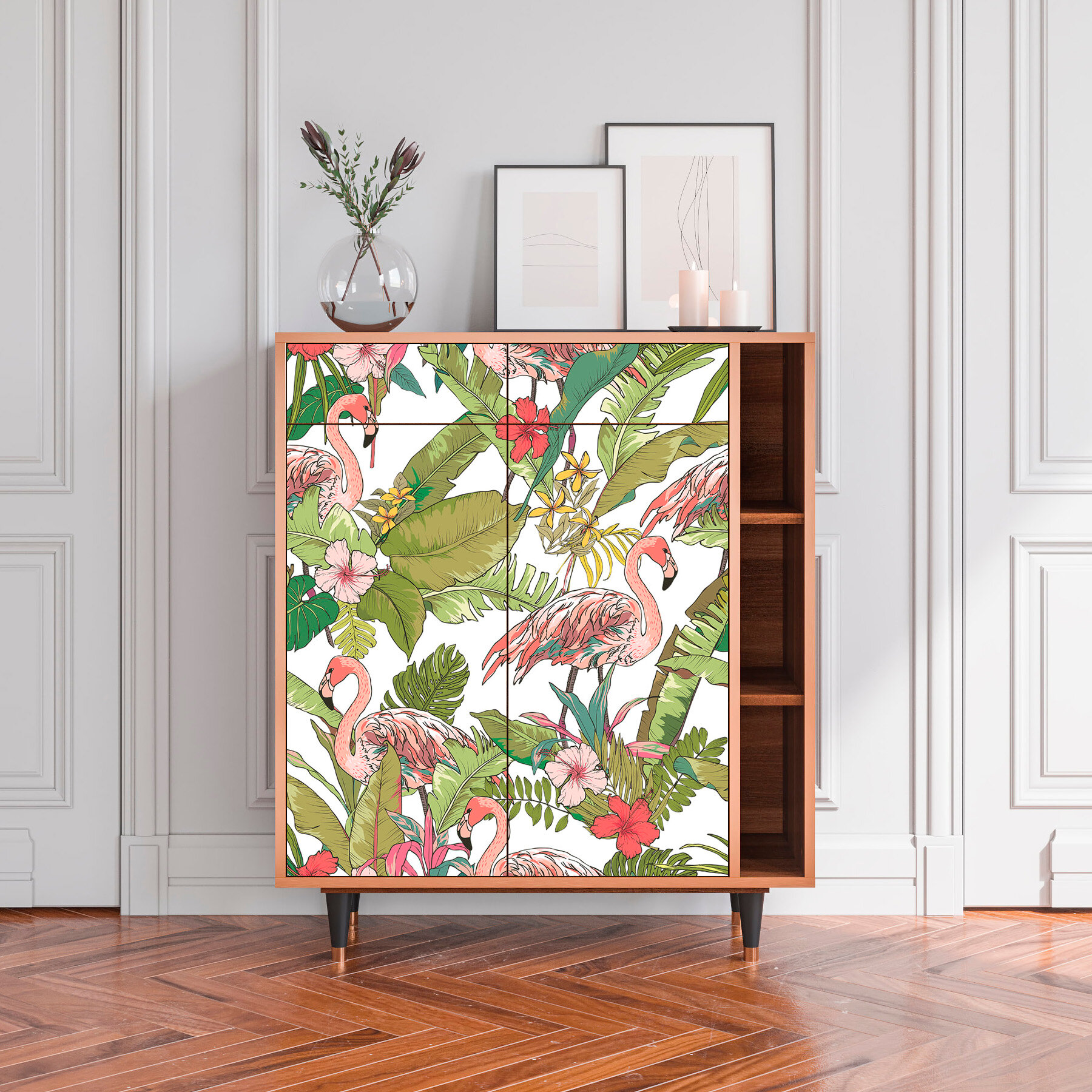 Комод - STORYZ - BS6 Sweet Flamingo, Размер - 94 x 110 x 41 см, Цвет корпуса - , Орех