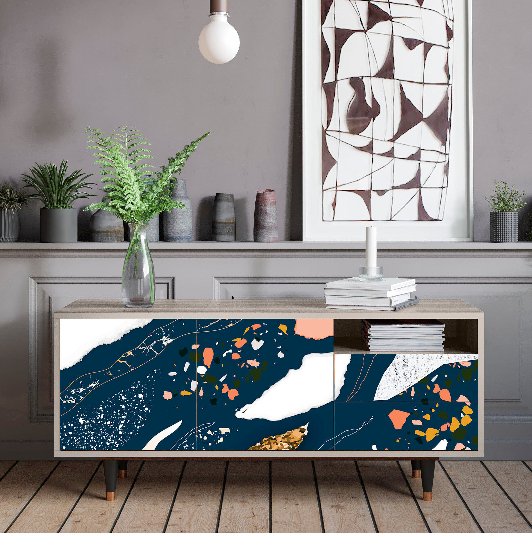 ТВ-Тумба - STORYZ - T7 Nude Iceberg, Размер - 125 x 56 x 41 см, Цвет корпуса - , Сатин