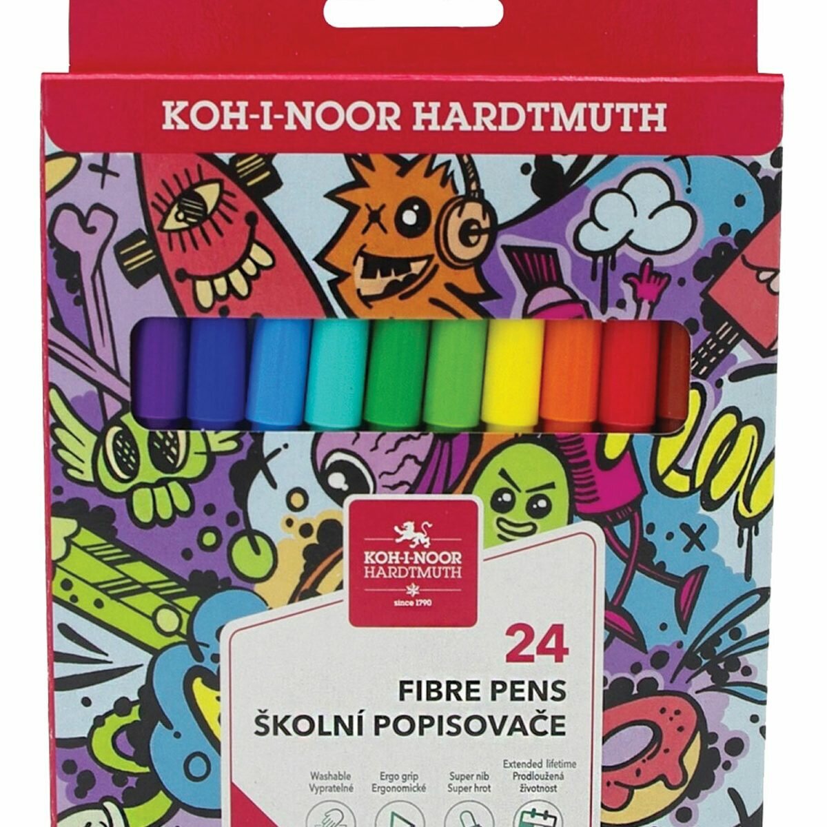 Набор фломастеров 24 цвета Koh-I-Noor Teenage 1002 (линия 2мм, смываемые, картон. уп.) европодвес (771002BD23KS)