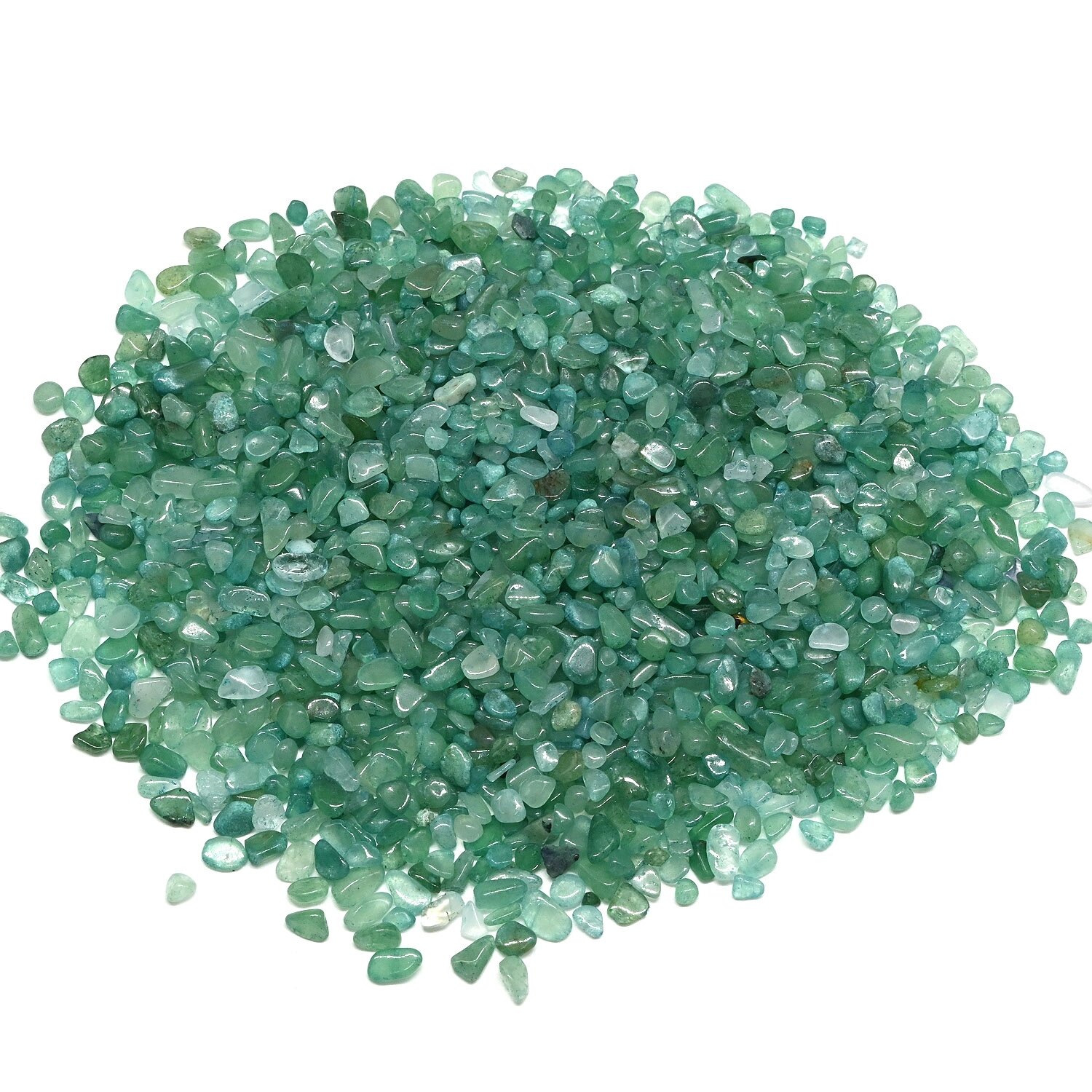 Агат тонированный зеленый галтовка фракция 3-5мм, упаковка 100г .