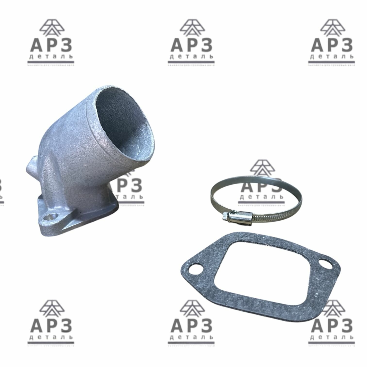 Патрубок помпы (в сборе с хомутом и прокладкой)