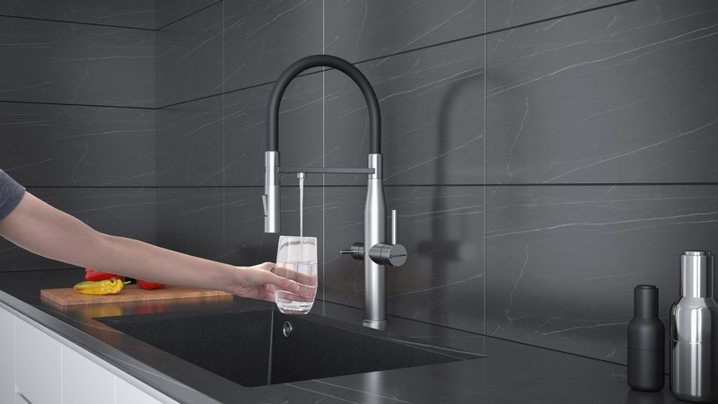 Смеситель для кухни KUCHENSTERN ELIT-FE 407SS40 нержавеющая сталь