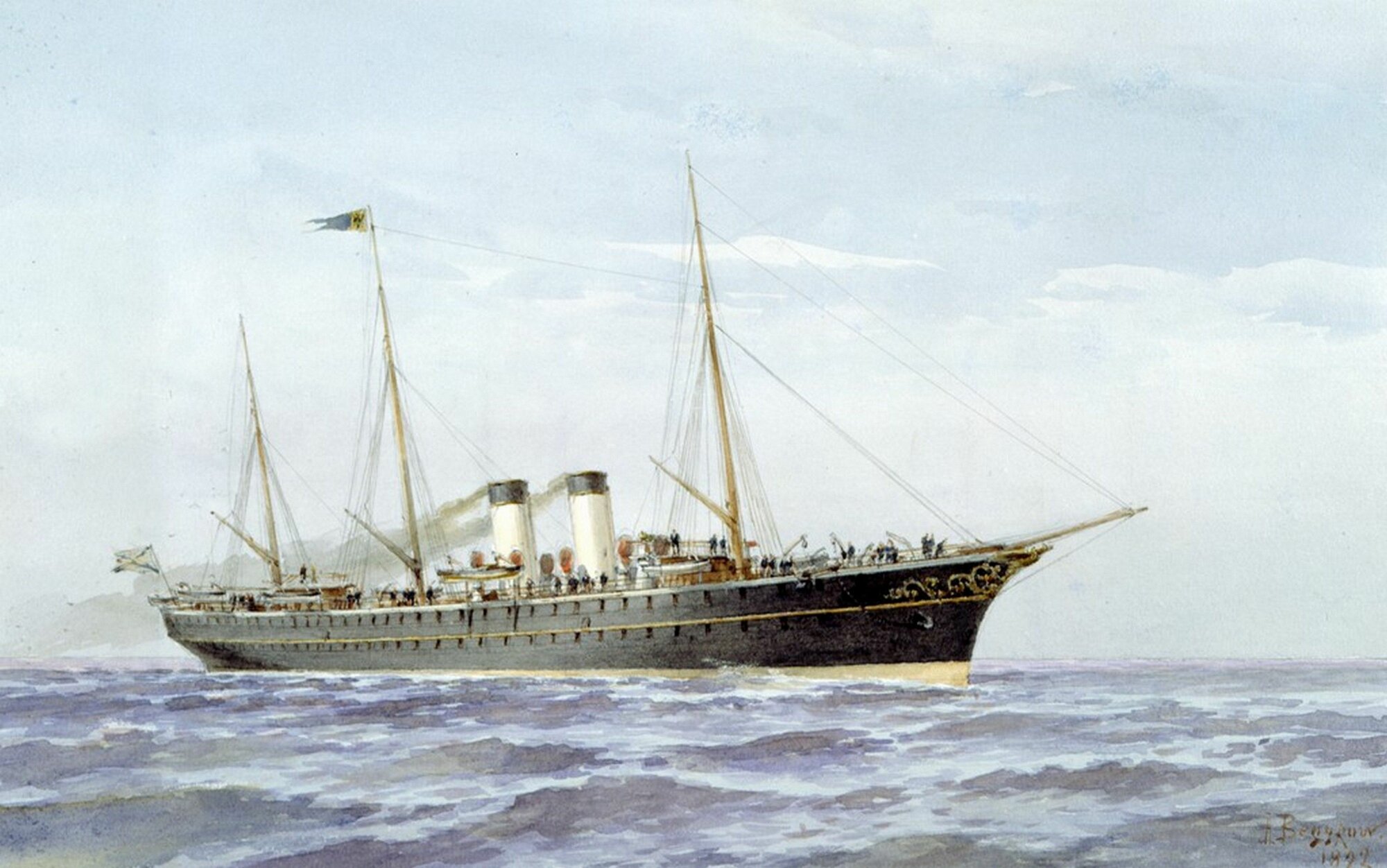 Картина Беггрова Александра Карловича Императорская яхта Полярная звезда 80х50 см