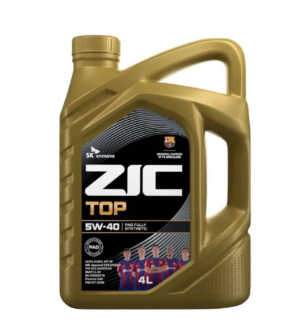 Синтетическое моторное масло ZIC TOP 5W-40, канистра 4 литра