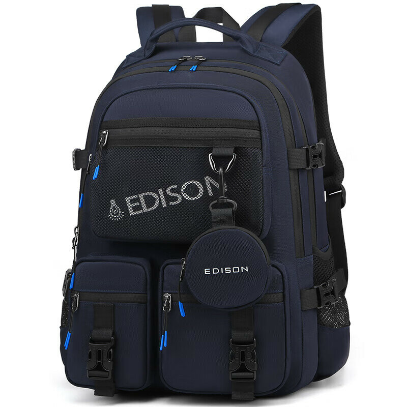 Edison High School Student Backpack, Large Capacity, Water-Resistant, Suitable for Middle School And College Students, Travel Backpack, K2272-2 Sapphire Blue