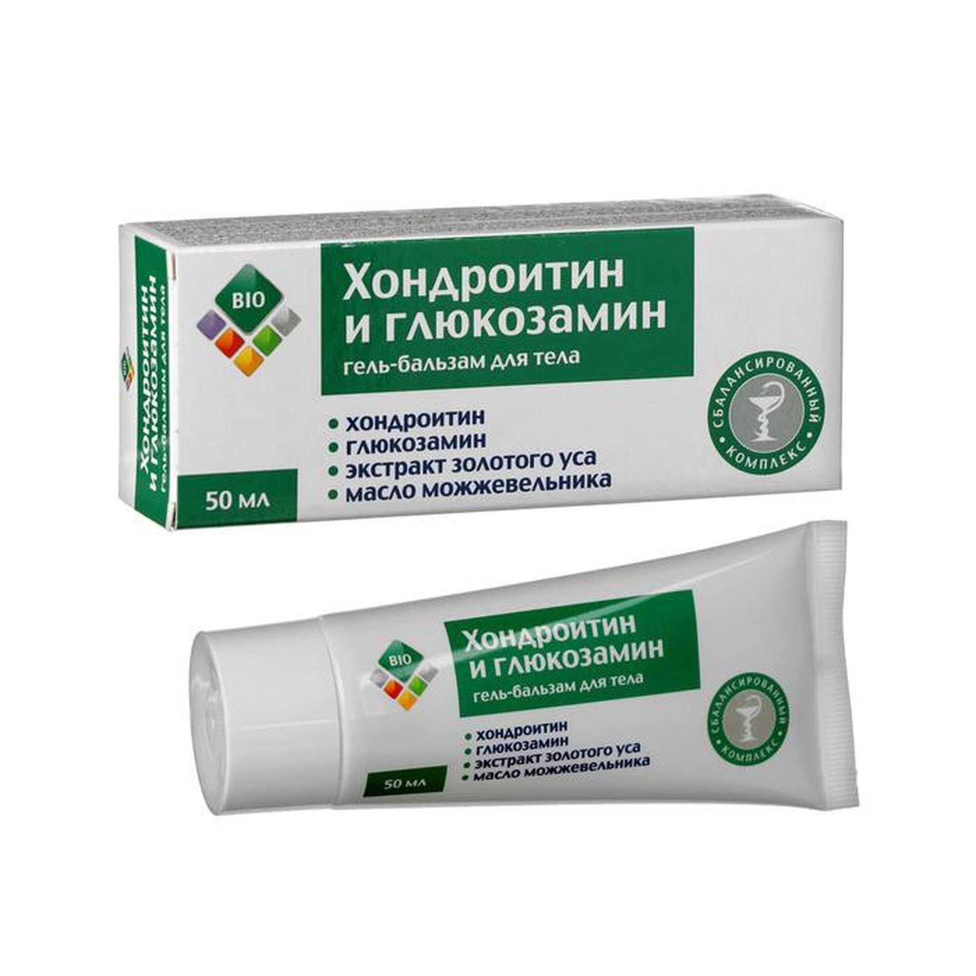 Гель-бальзам BIO "Хондроитин и Глюкозамин", для тела, можжевеловый аромат, 50мл
