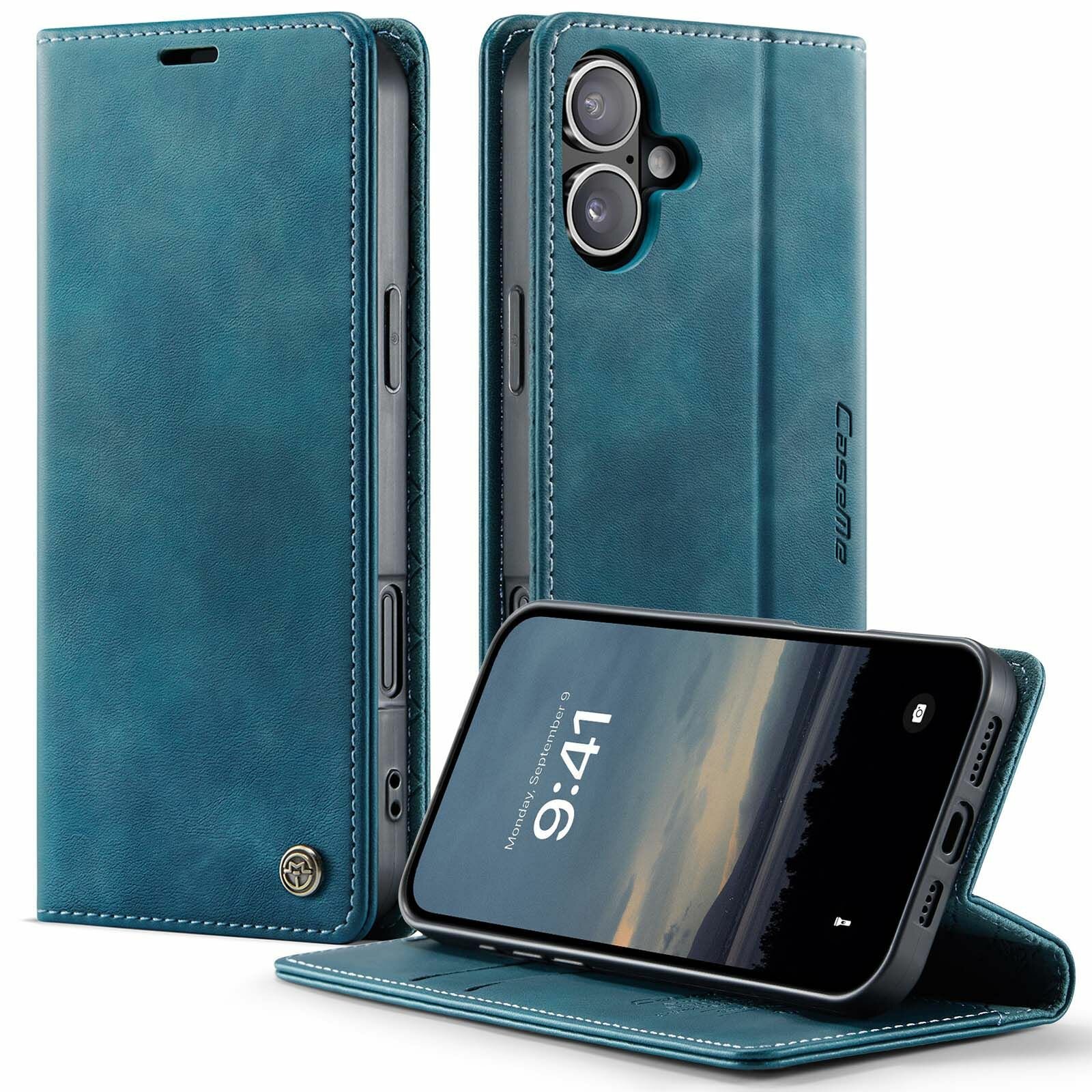 CaseMe Чехол Книжка Для iPhone 16 Plus (Айфон 16 Плюс) , Роскошная Кожаный