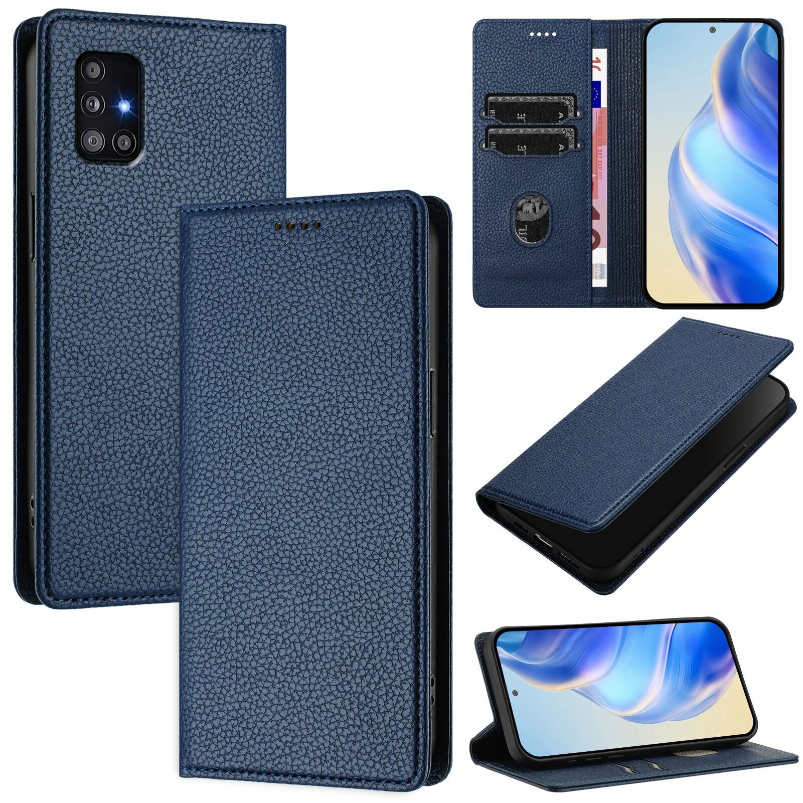 Кожаный книжка чехол для Samsung Galaxy A71 5G (Самсунг Галакси А71 5G)с визитницей и RFID-блокировкой