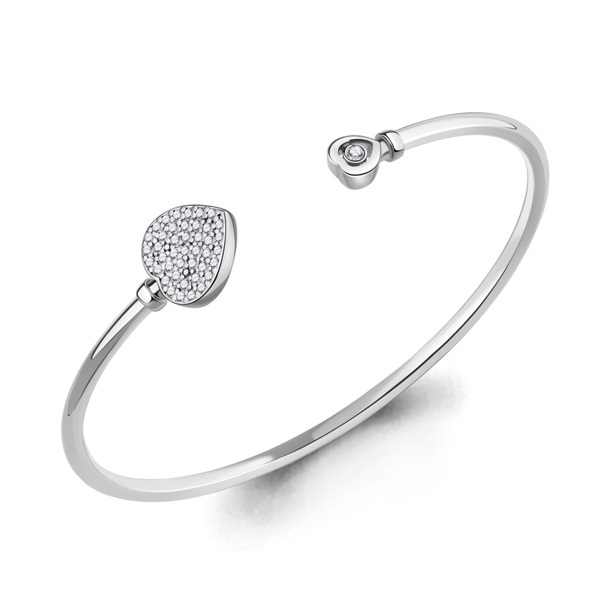 Жесткий браслет Diamant online, серебро, 925 проба, родирование, фианит