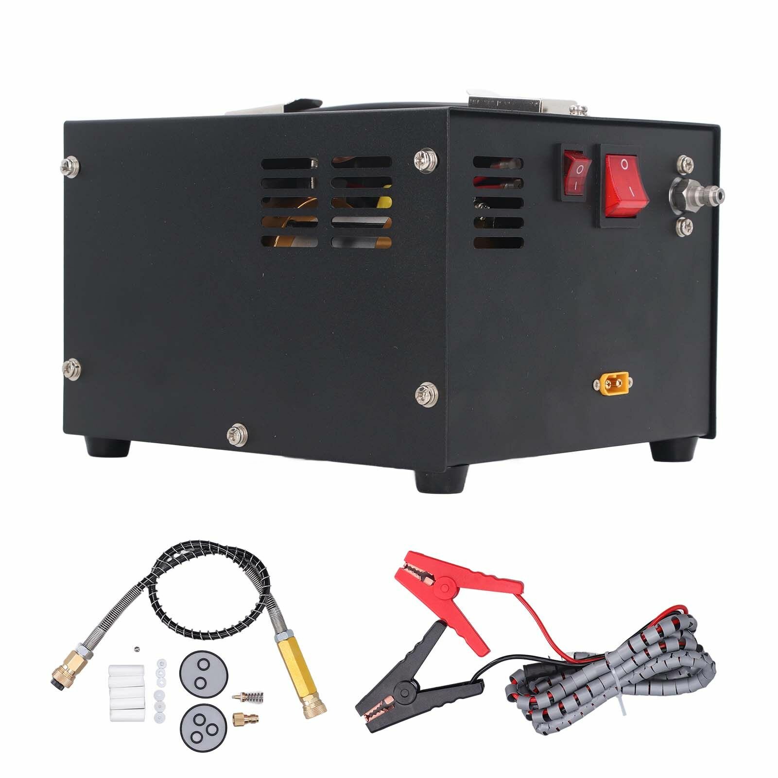 Воздушный компрессор PCP 4500 фунтов на квадратный дюйм 30 МПа, масло высокого давления, без воды, вентилятор охлаждения, портативный электрический насос для пейнтбола, DC 12 В