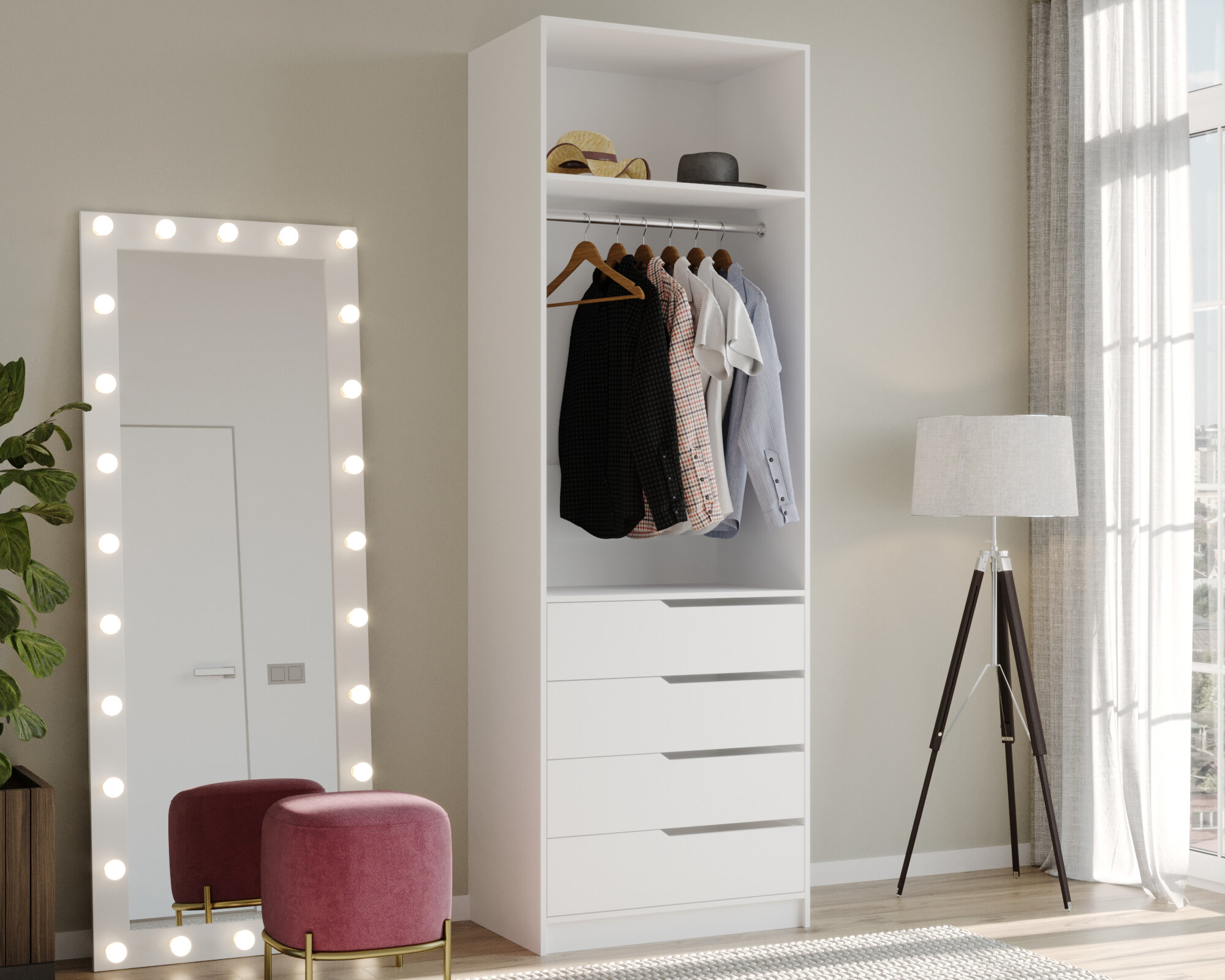 Гардеробная с ящиками Мебель на Руси "Британи 24" 800х2400х500, белый