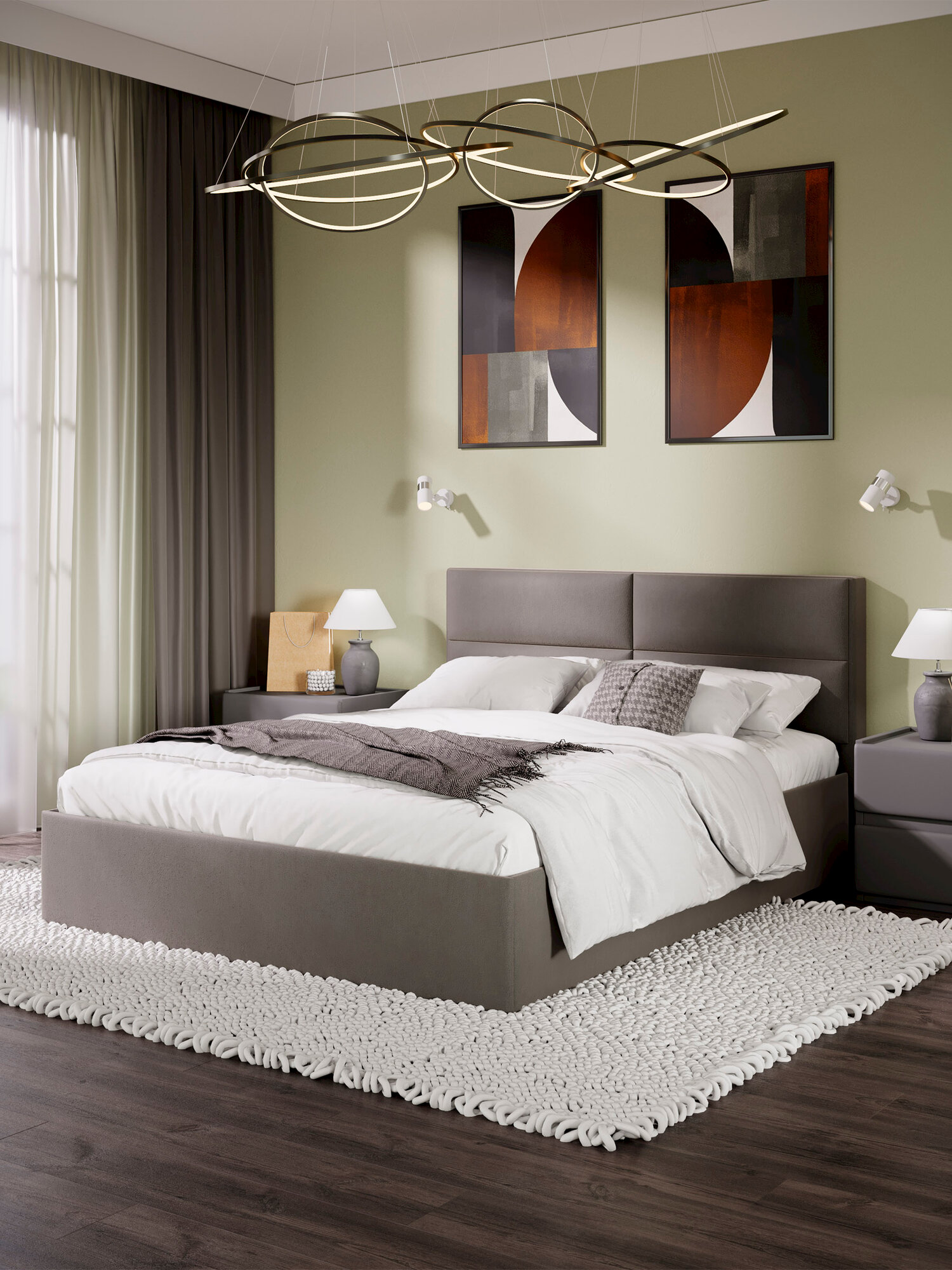 Кровать двуспальня Мебель Трия "Глосс" Без ПМ , велюр, 160x200x99 см