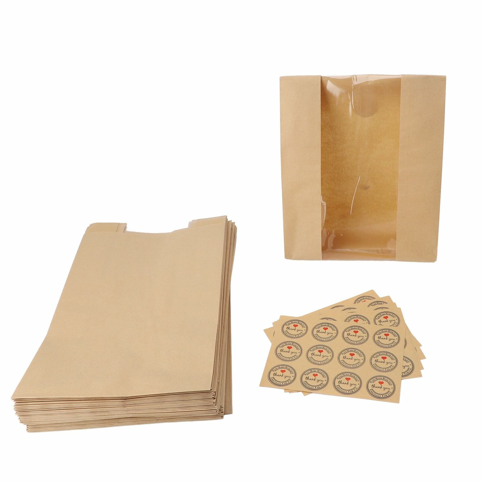 50 крафт-пакетов для хлеба с прозрачным окном