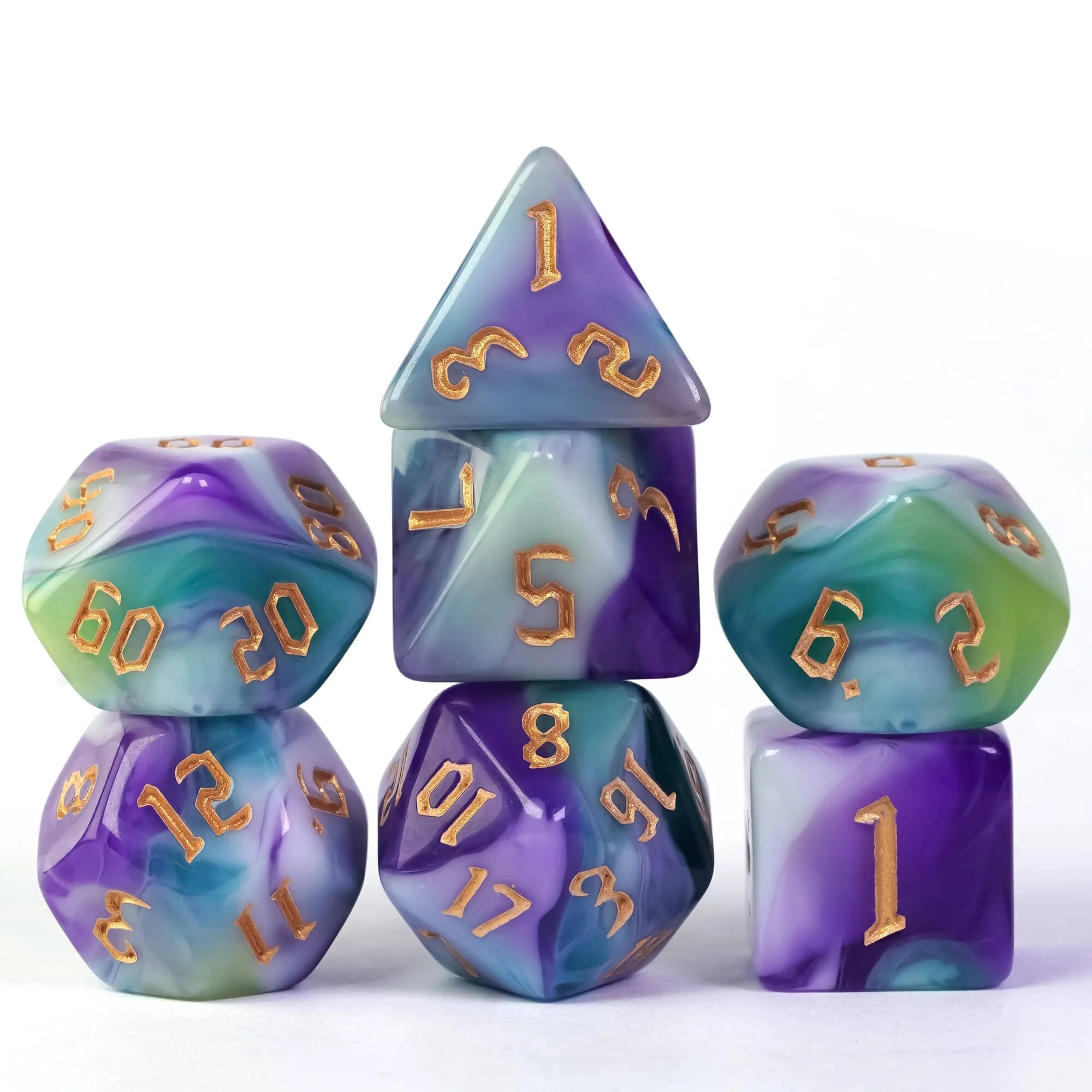 Набор разноцветных кубиков DND D4 D6 D8 D10 D% D12 D20 7 шт./компл. 4-цветные многогранные кубики для ролевых настольных игр Dungeons & Dragon