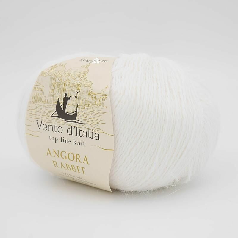Пряжа Vento d'Italia Angora Rabbit-400 201 (5 мотков по 50г/400м) белый