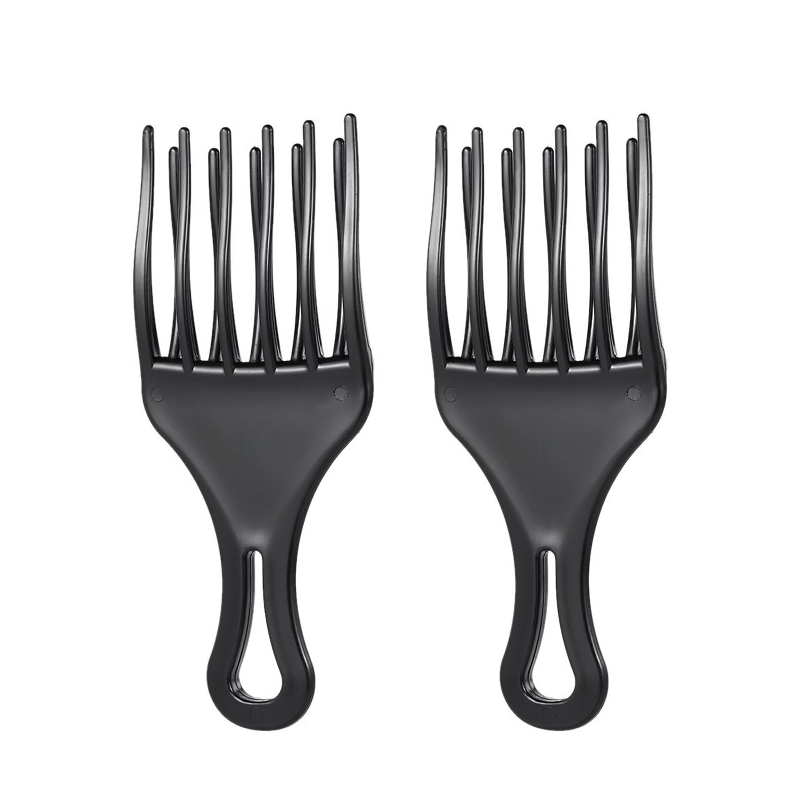 2PCS Afro Hair Pick Comb Curly Hair Brush Comb Detangle Hairbrush Wide Tooth Comb Hairdressing Styling Tool for Man & Woman Black ABS 2 Large Comb 2 Small Comb 1 Large & 1 Small Comb Large Comb Size 18.0*9.5*1.6cm Small Comb Size 16.5*6.5*1.6cm