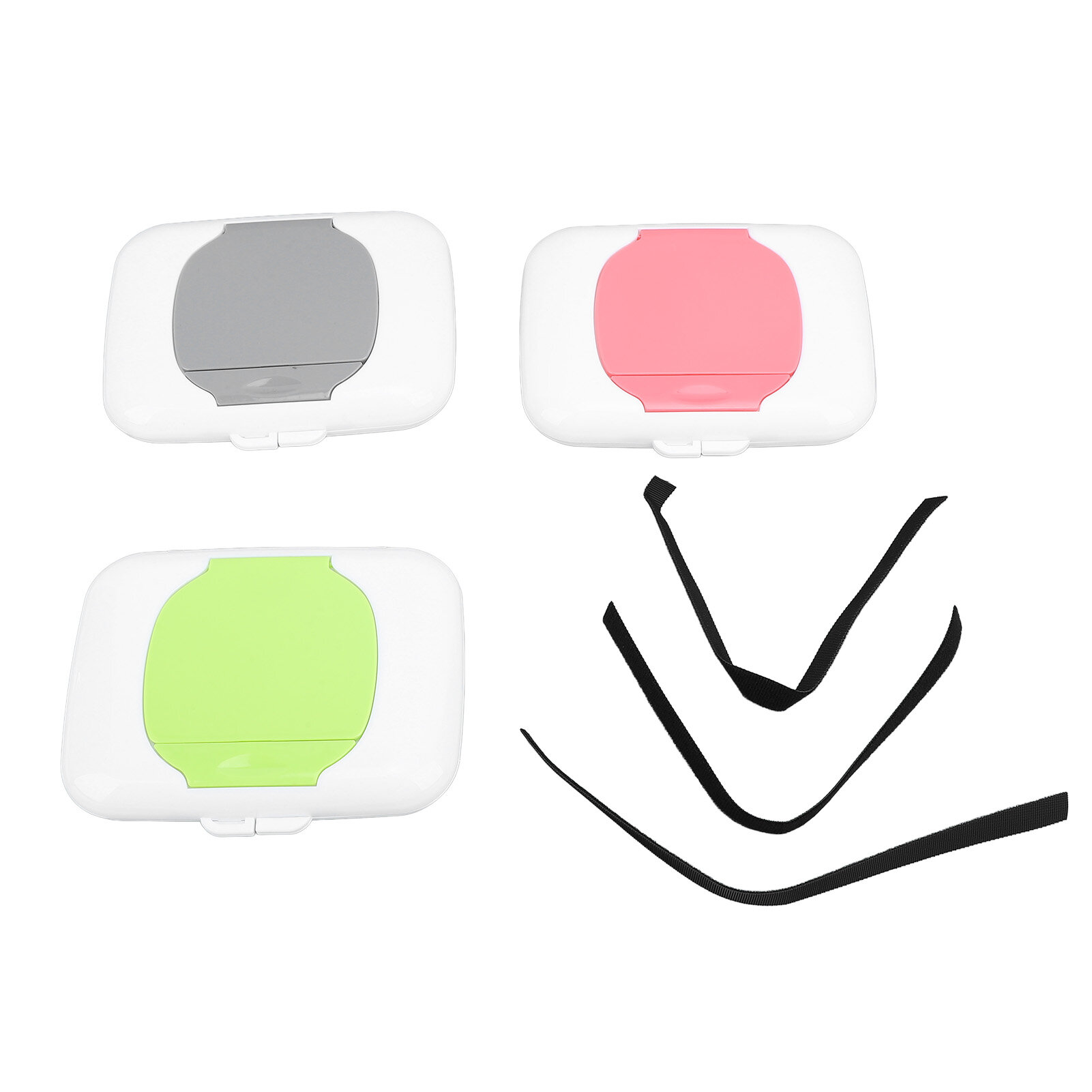 3pcs Baby Wipe Dispenser Reusable Refillable Portable Wipes Holder Case with Hook and Loop Fasteners