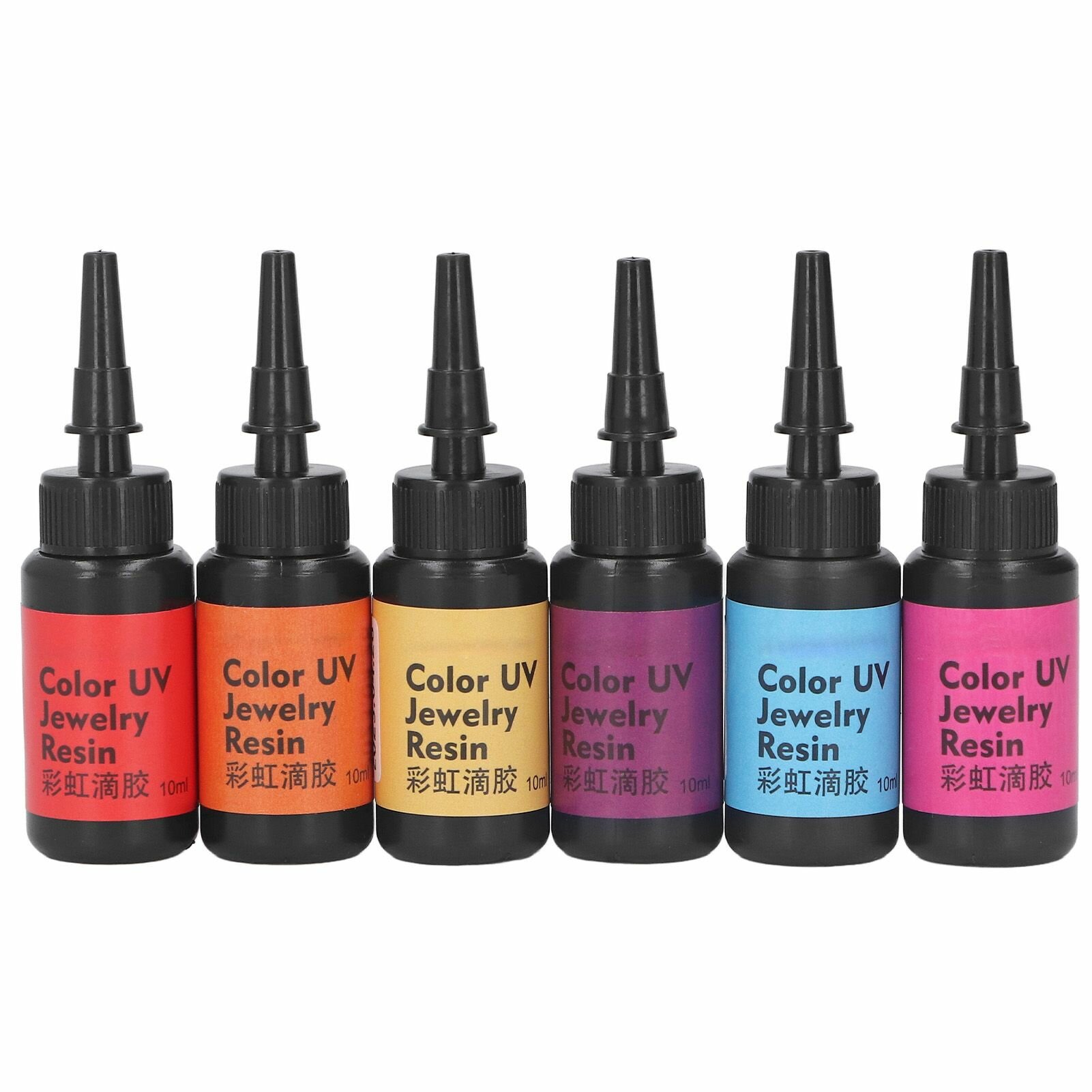 Шесть УФ-смол по 10 мл, быстросохнущих, с эпоксидной смолой для самостоятельного изготовления украшений, с яркими, насыщенными цветами.
