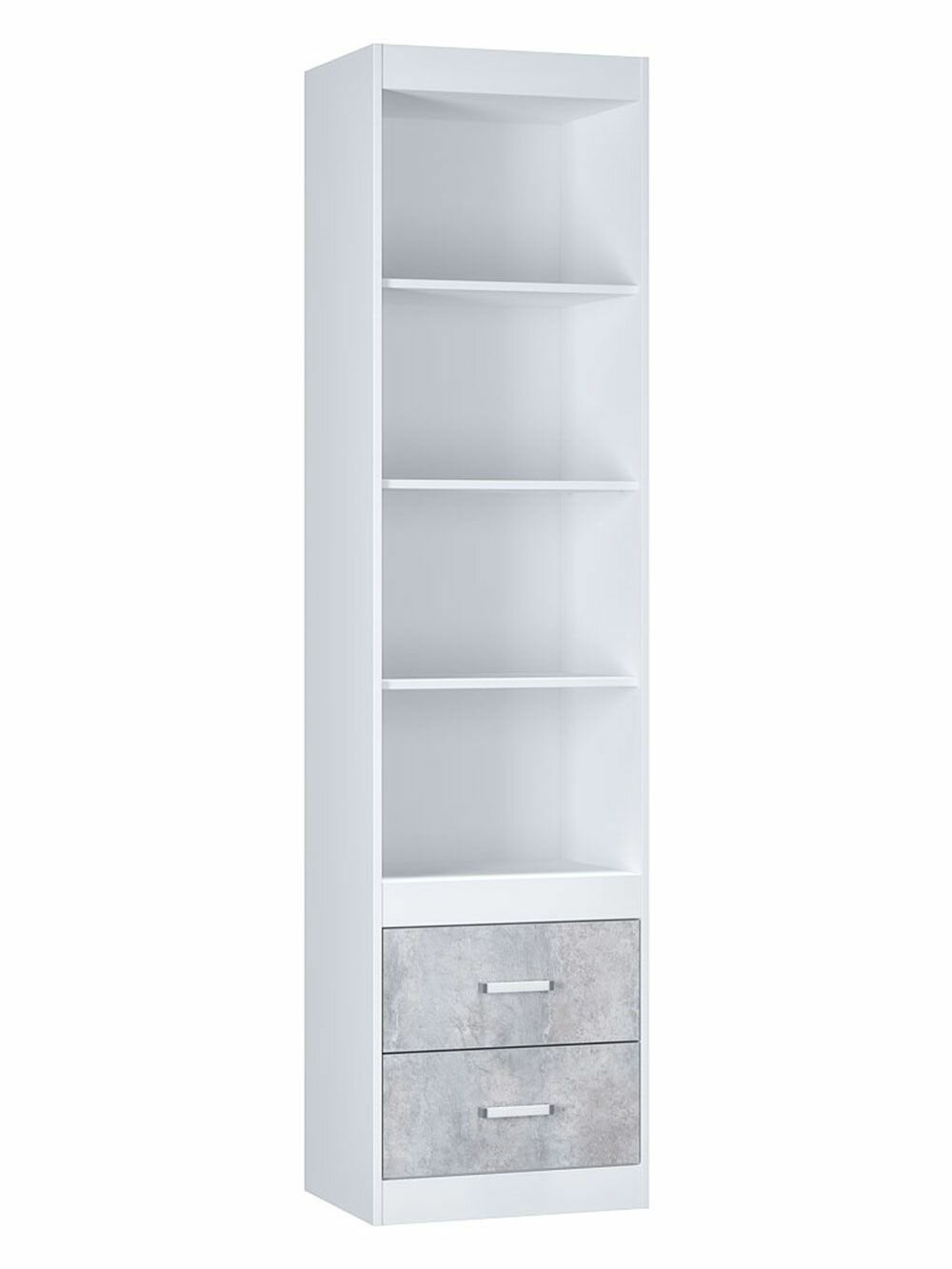Стеллаж Паскаль детский, с полками, с ящиками, 53.2х40.2х210 см, Белый / Цемент светлый