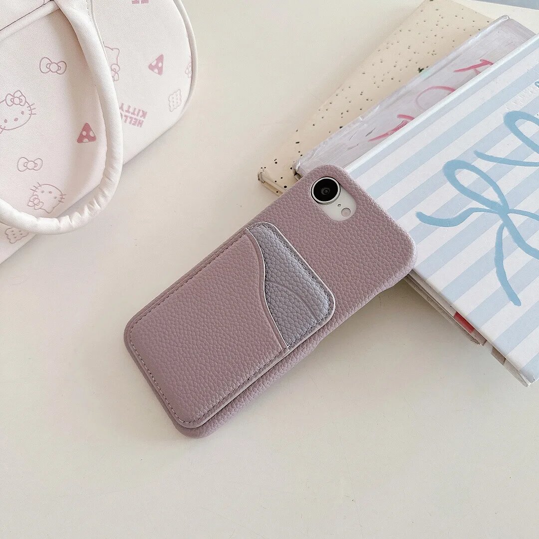 Роскошный кожаный чехол с цветными блоками и карманом для карточек для iPhone 11, 12, 13, 14, 15, 16, 17 Pro Max Plus, защитный чехол для телефона