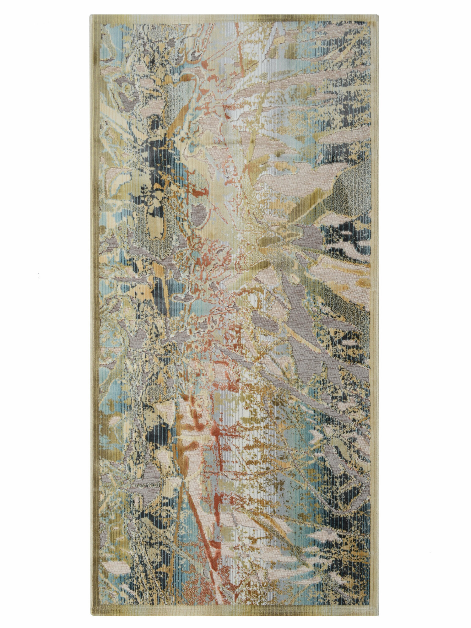 Ковер Cleopatra "Симфония", жаккард, безворсовая основа, 75х150 см, бежево-оранжево-голубой