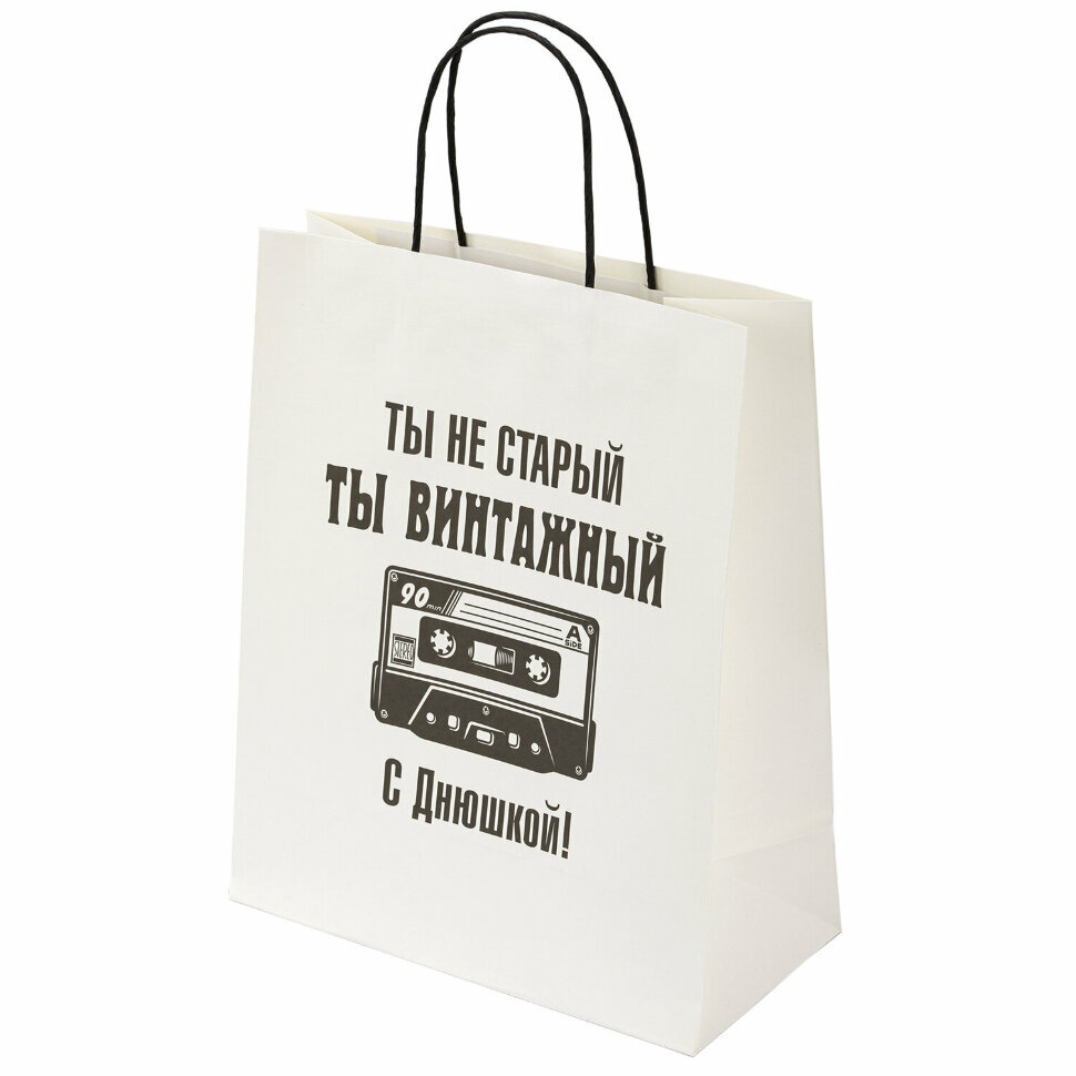 Пакет подарочный (1 штука) 26х13х32 см (L) "Винтажный", крафт, золотая сказка, 700854, 700854